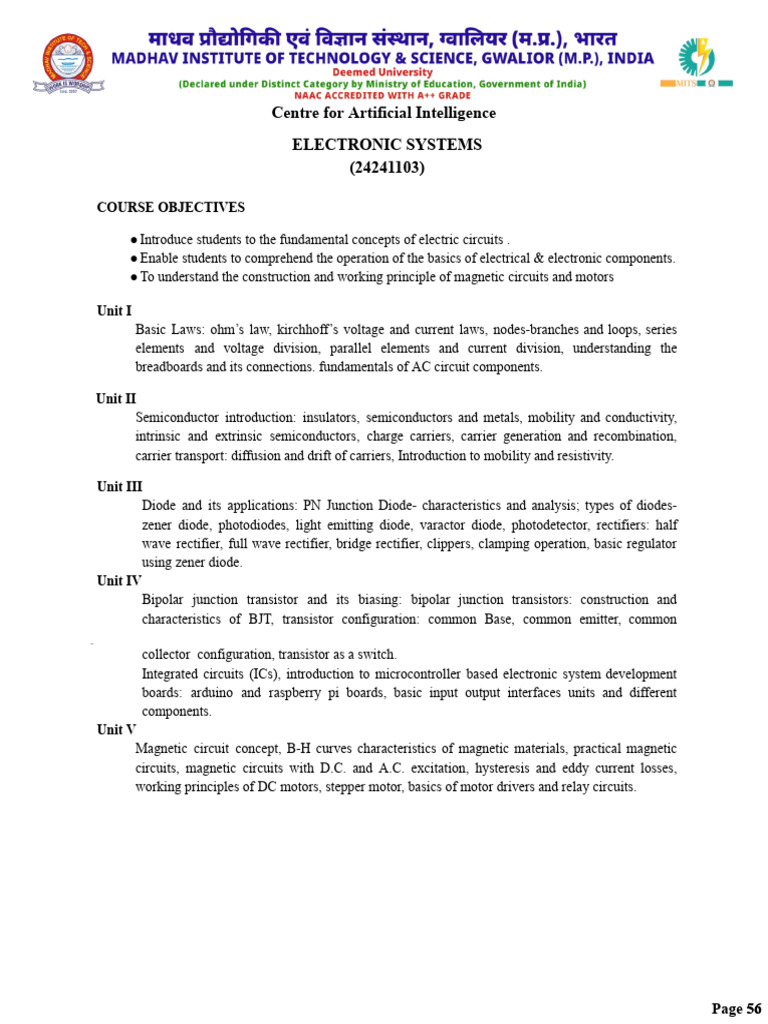Electronics Systems Syllabus | PDF | Rectifier | Electrical Network