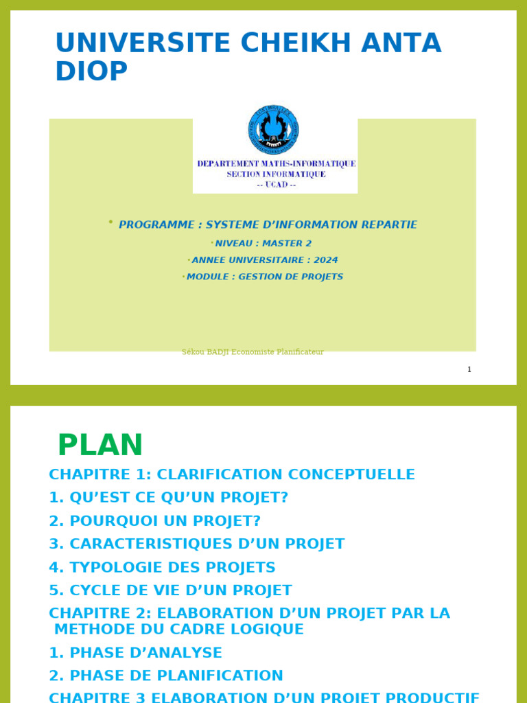 Cours Gestion de Projet 2024 - Sékou BADJI | PDF | Partie prenante | Planification