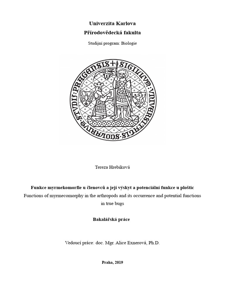 Funkce Myrmekomorfie U Clenovcu A Jeji Vyskyt A Potencialni Funkce U ...