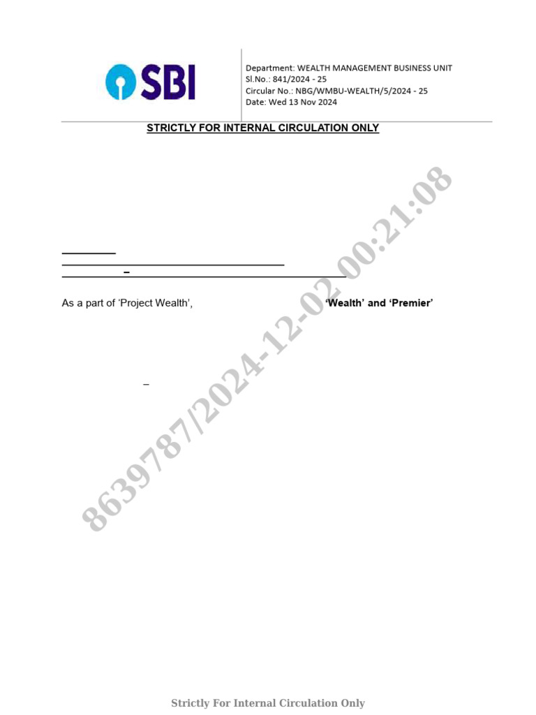 SOP for SBI Wealth Customer Segmentation | PDF | Debit Card | Credit Card
