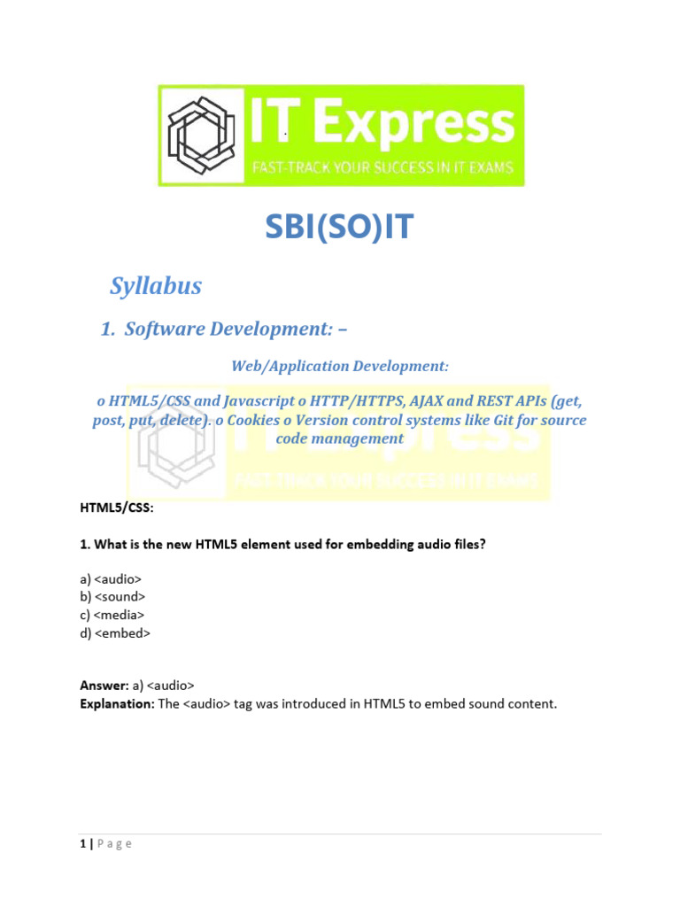 SBI (SO) IT Webdev 100mcqs | PDF | Http Cookie | Ajax (Programming)