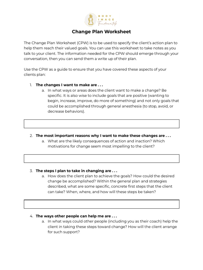 Change Plan Worksheet | PDF