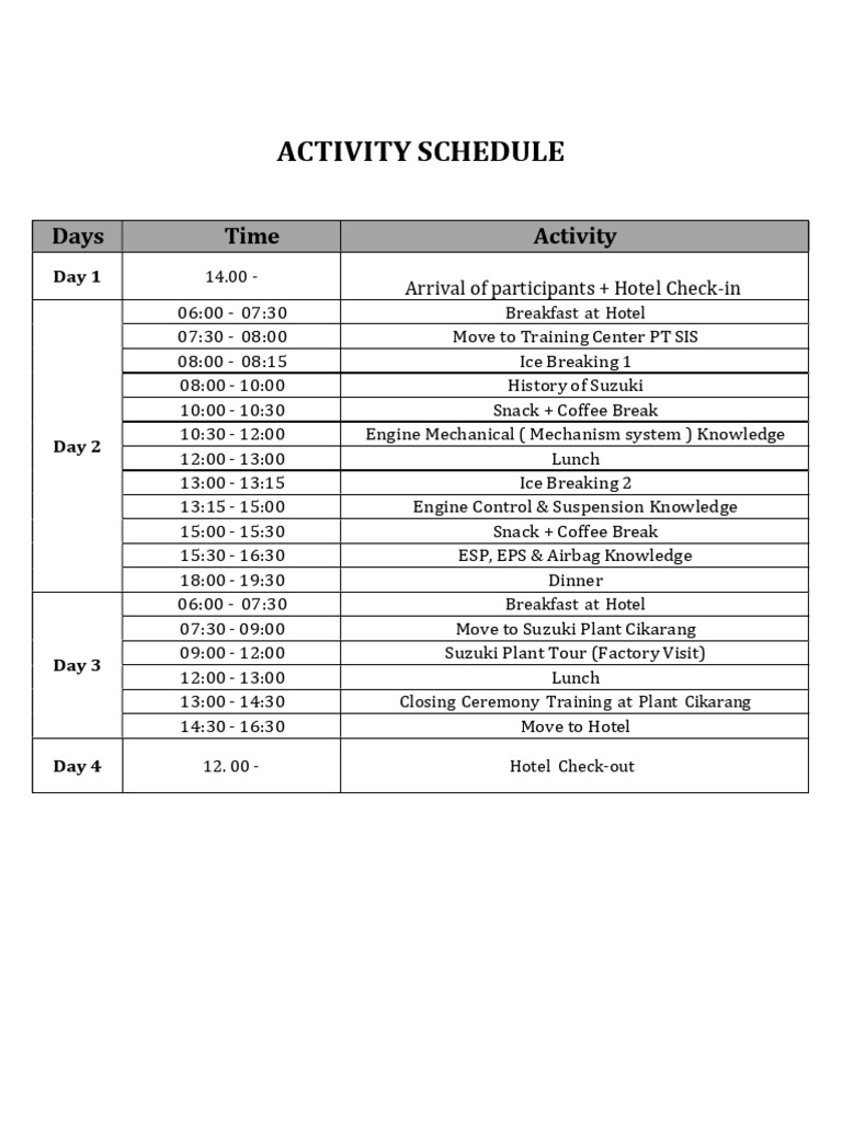 Activity Schedule | PDF