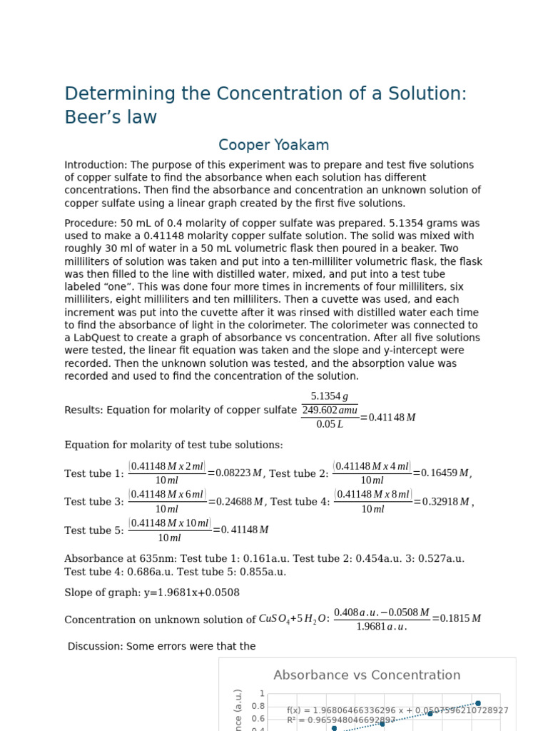 Expirement 7 | PDF | Absorbance | Physical Chemistry