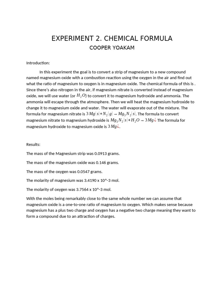 Experiment 2 Lab Report | PDF