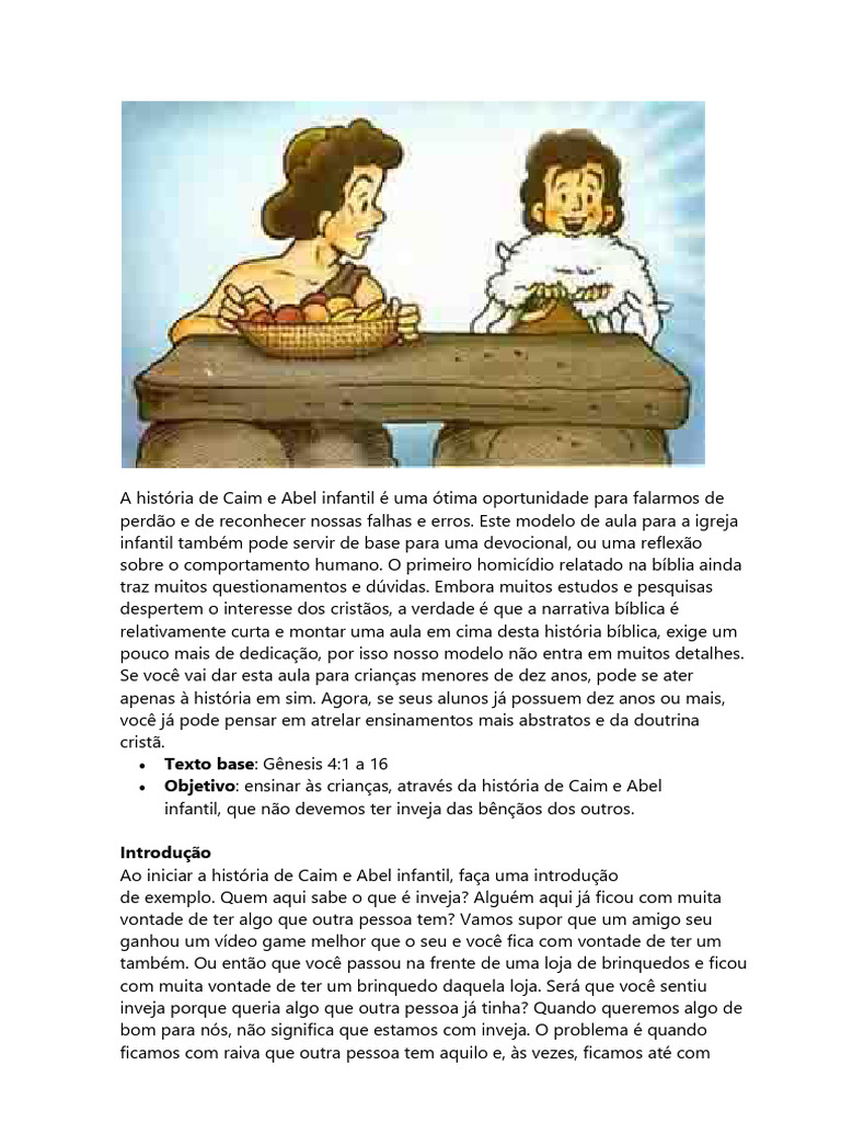 História de Caim e Abel | PDF | Caim e Abel | Adão e Eva