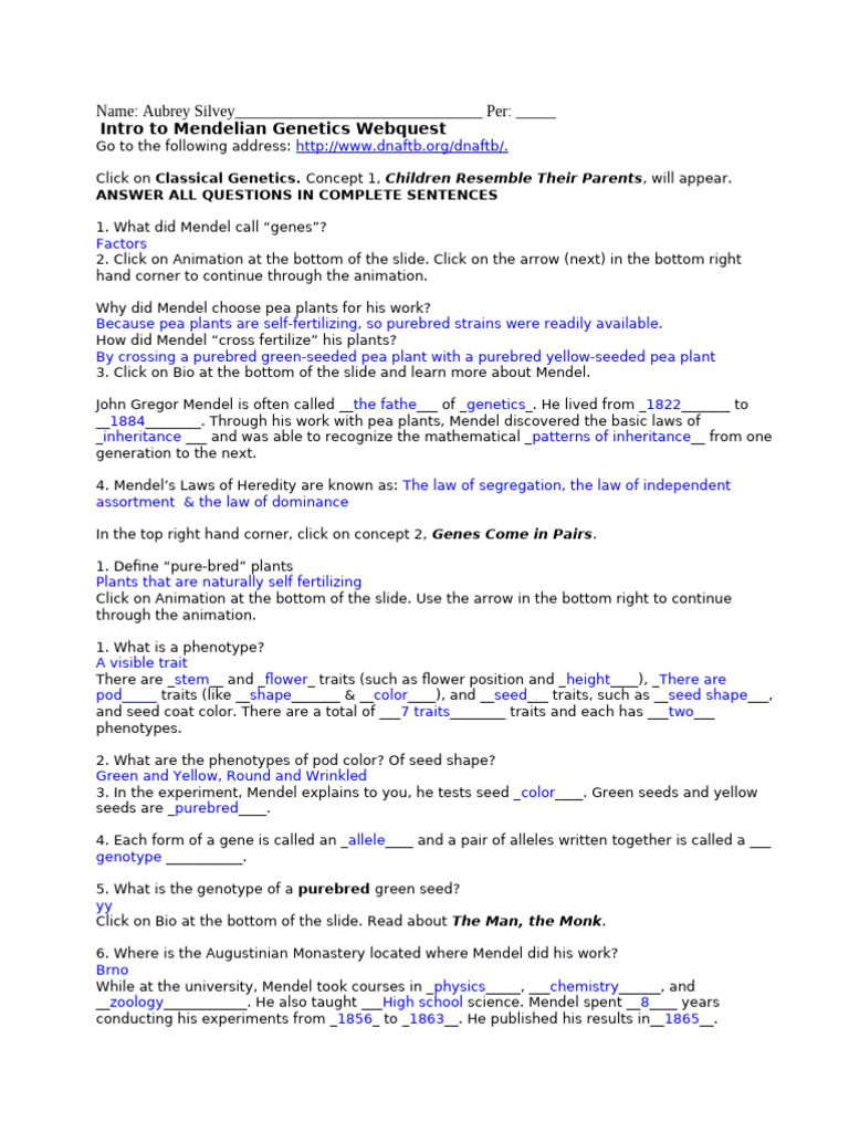 Genetics Webquest Intro | PDF | Genotype | Dominance (Genetics)