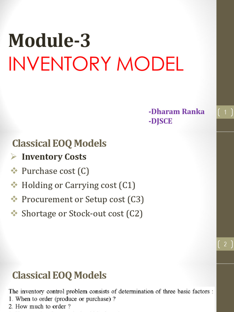 Mod 3 Inventory Model 1 | PDF | Applied Mathematics | Financial Economics