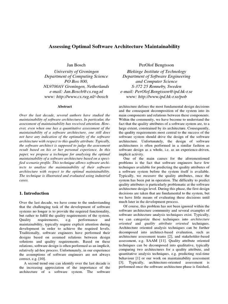 Optimal Software Architecture Maintainability | PDF | Software ...