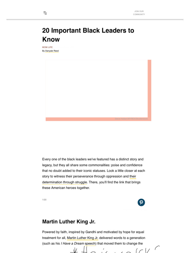 20 Important Black Leaders to Know | PDF | Martin Luther King Jr ...