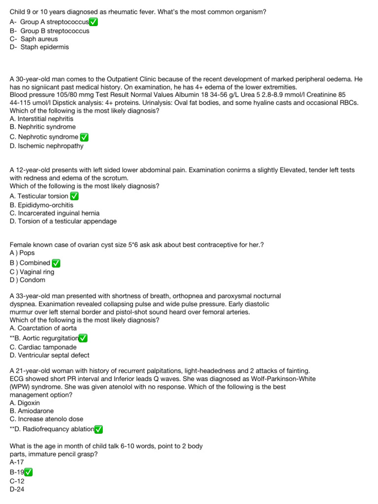 SMLE Past Exam 9-12 Aug | PDF | Pulse | Menstrual Cycle