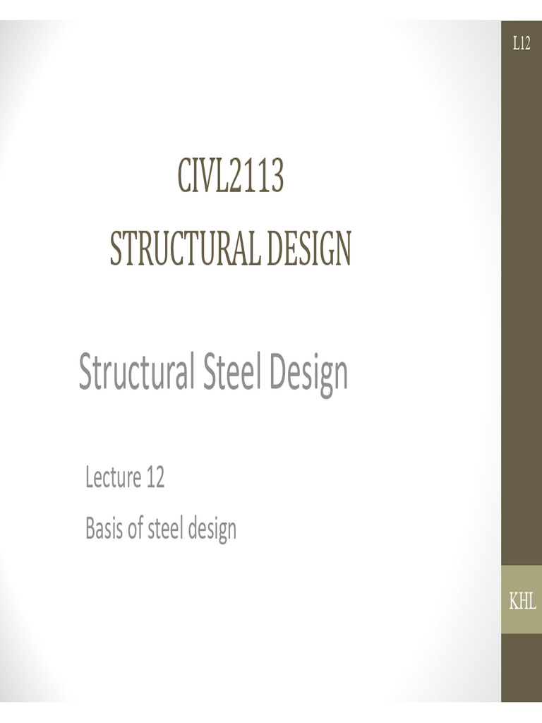 CIVL2113 Lecture 12 Basis of Steel Design | PDF | Deformation ...