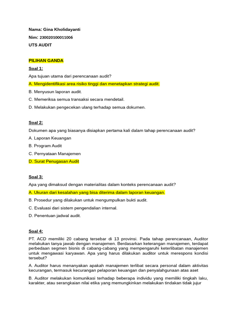 Soal UTS Audit PPAk 2024 | PDF