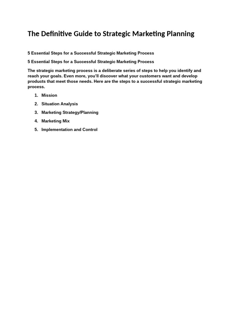 The Definitive Guide to Strategic Marketing Planning | PDF | Marketing ...