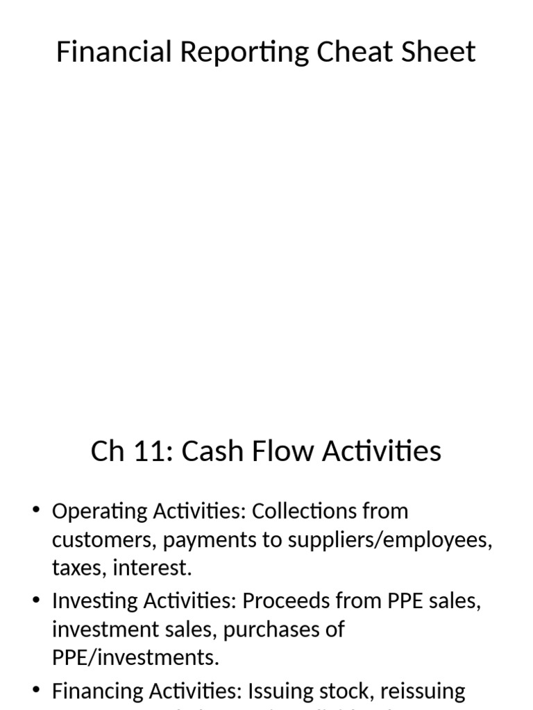 Financial Reporting Cheat Sheet | PDF