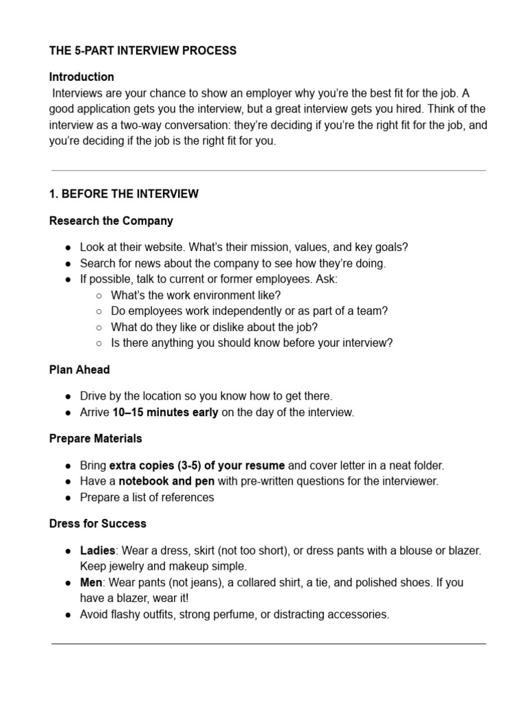 The 5-Part Interview Process | PDF