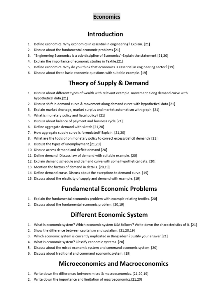 Q A Economics By Sabid Pdf Economics Demand