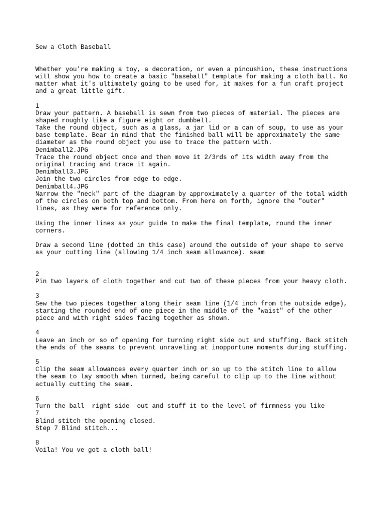 Sew A Cloth Baseball | PDF