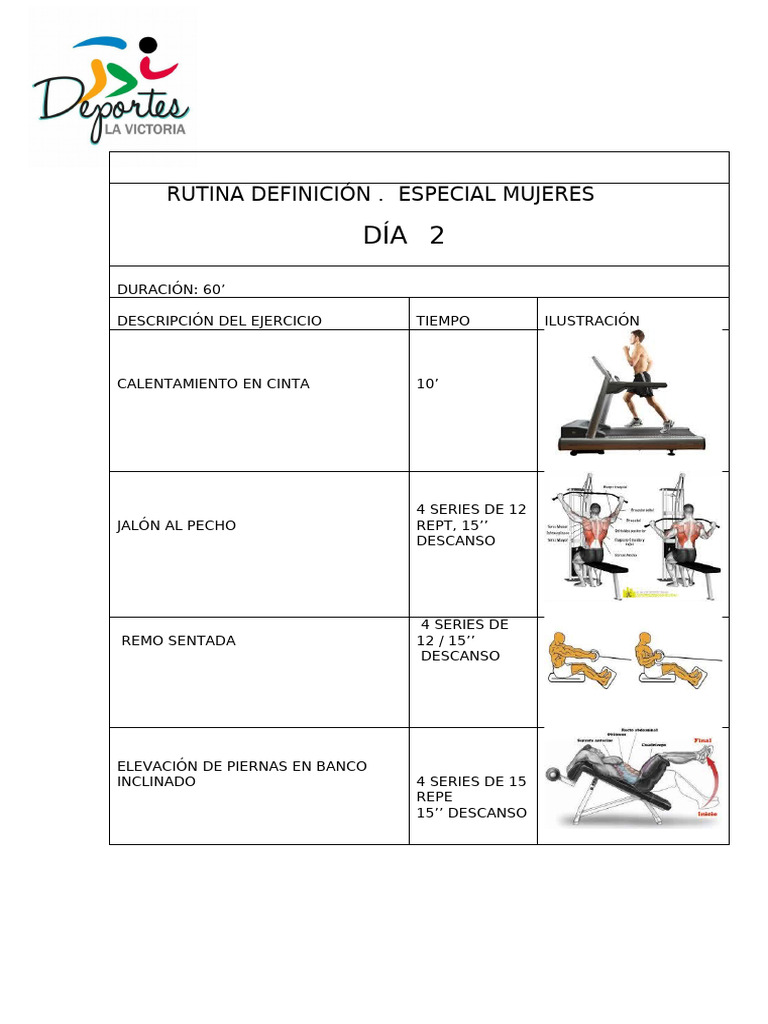 Rutina Definicion , Especial Mujeres Dia 2 | PDF