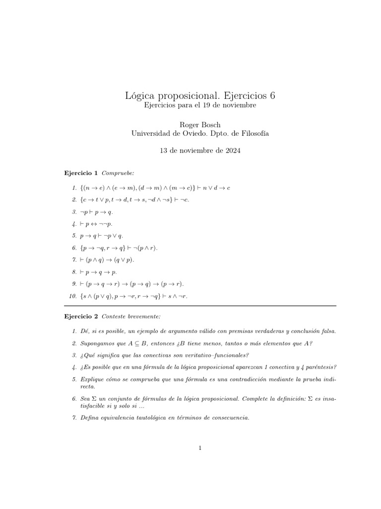 Ejercicios 6 2024 | PDF | Sintaxis (Lógica) | Lógica matemática