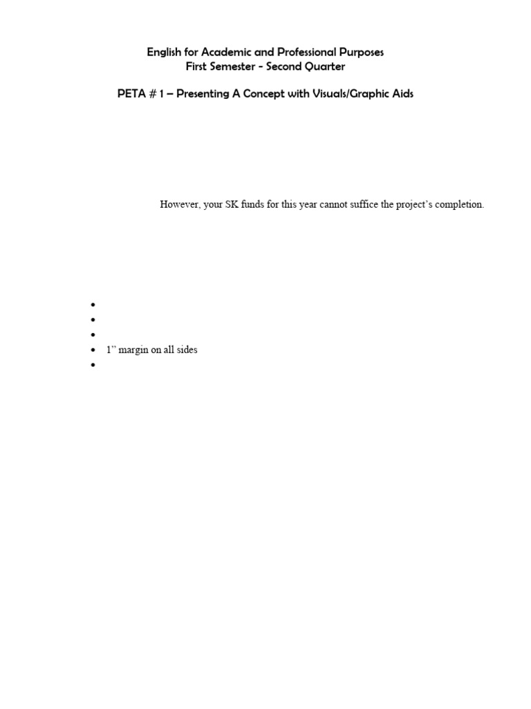 PETA 1 2nd Quarter Presenting A Concept or Project With Visuals or ...