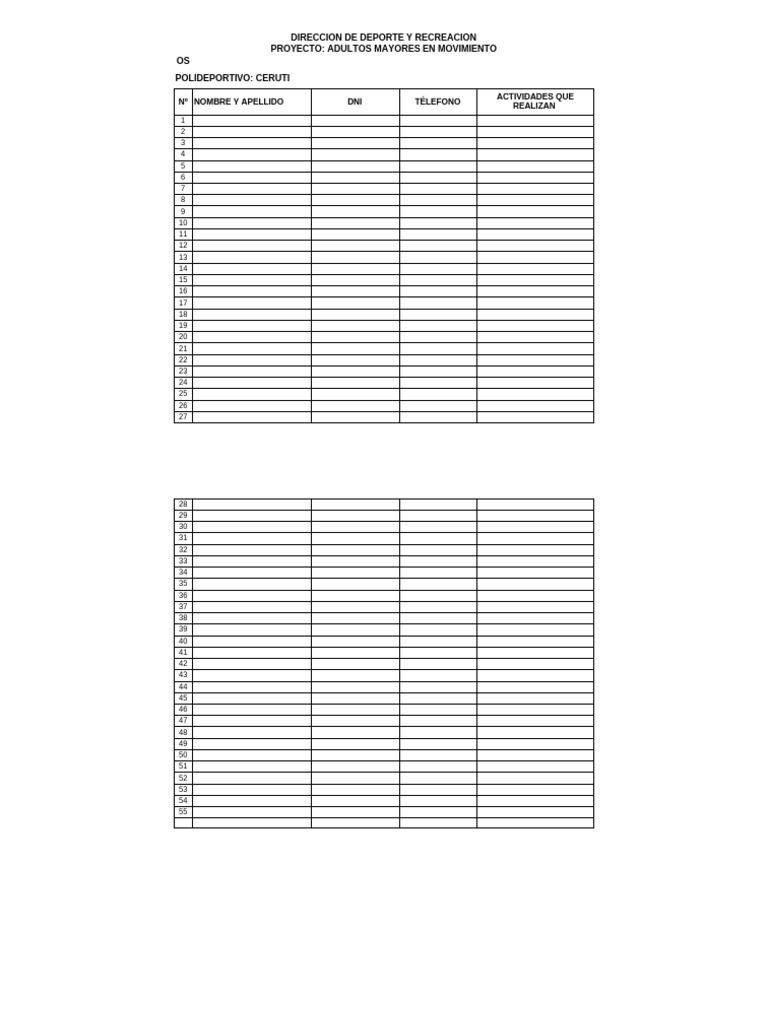 Modelo Planilla Pami Por Polideportivo | PDF | Organizaciones médicas y de salud | Programas ...