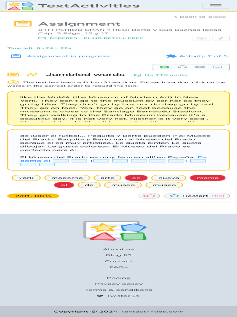 TextActivities - Assignment 12433 Berto y Sus Buenas Ideas Cap. 3 Págs ...
