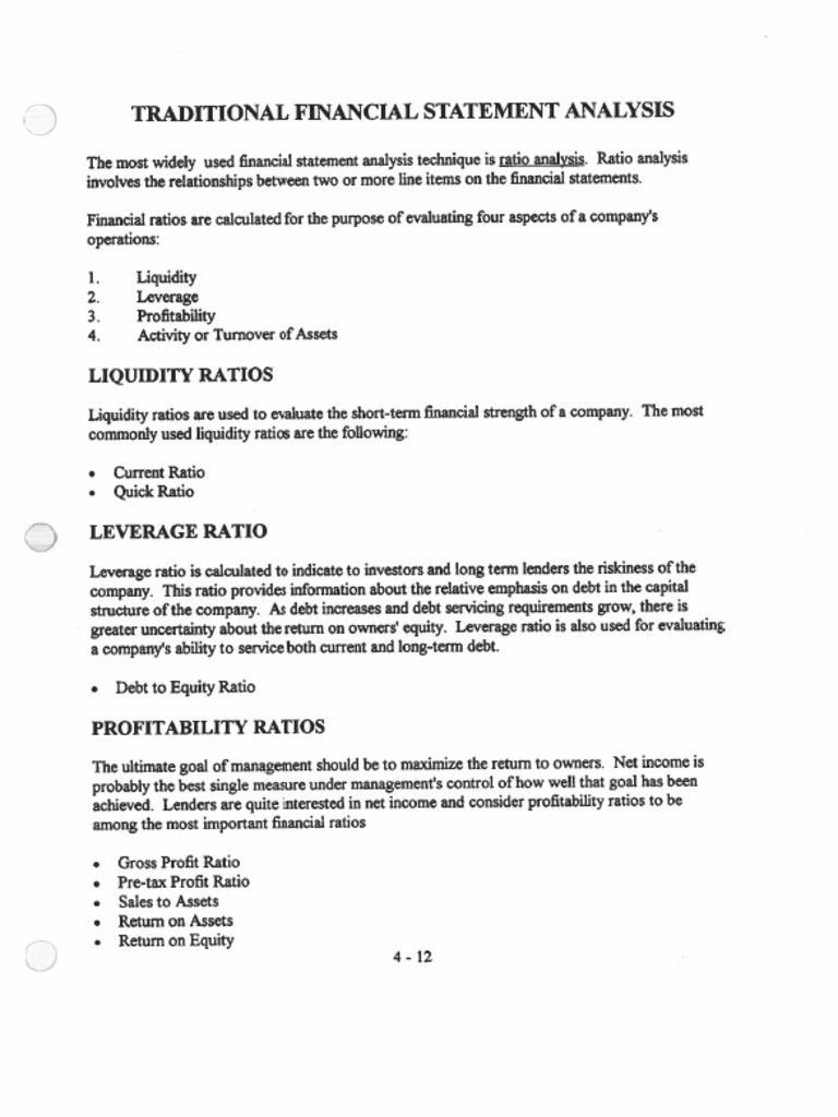 Traditional Financial Statements Analysis | PDF