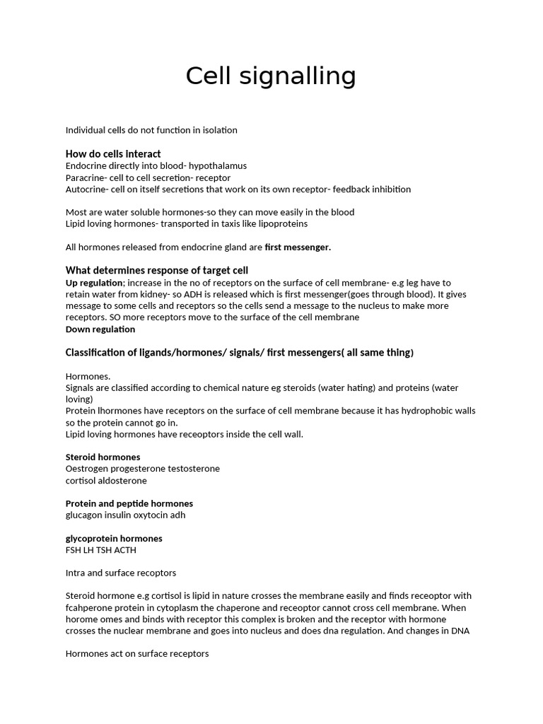Cell signalling | PDF | Hormone | Cell Signaling