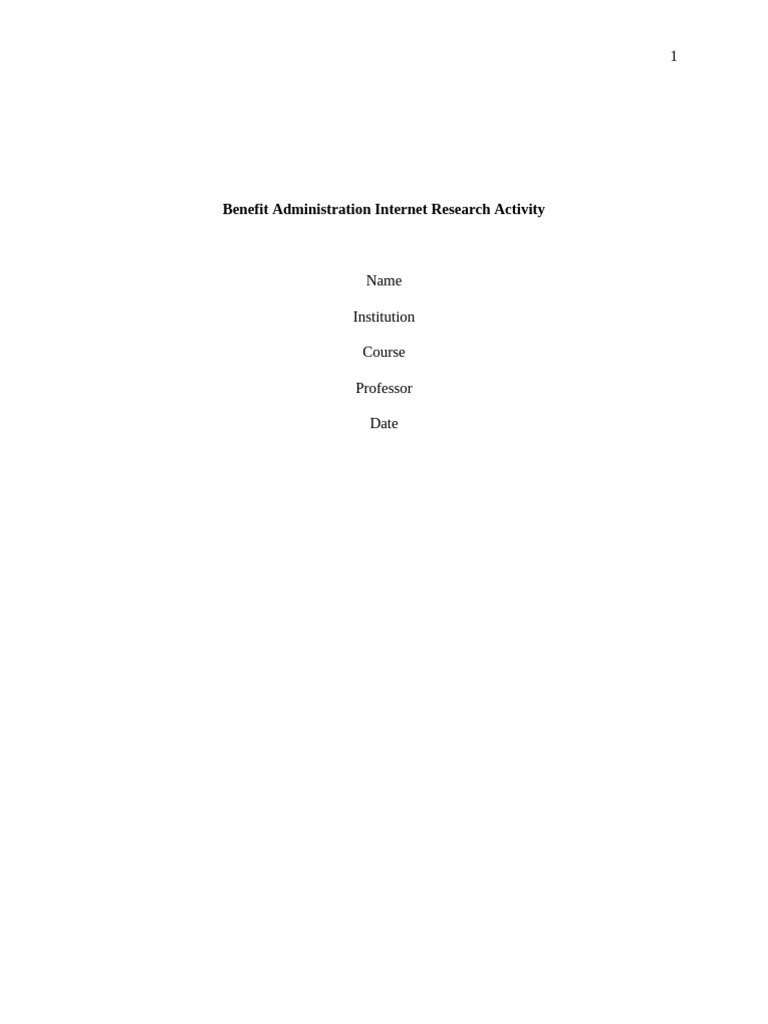 Benefit Administration Internet Research Activity | PDF | Employment ...