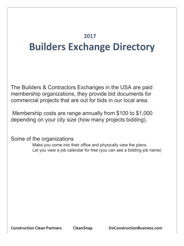 Builders Exchange Membership Directory | PDF