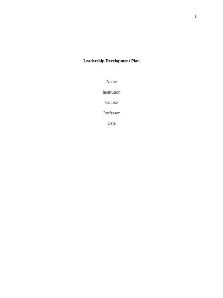 Leadership Development Plan | PDF | Leadership | Liberal Arts Education
