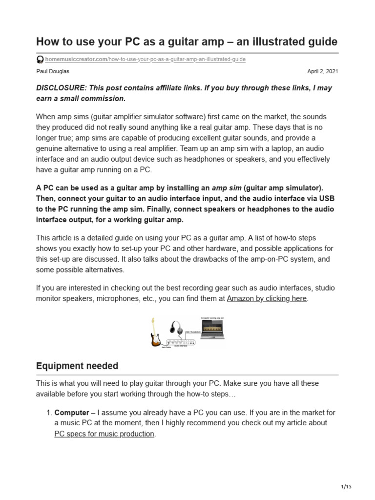 How To Use Your PC As A Guitar Amp An Illustrated Guide | PDF ...