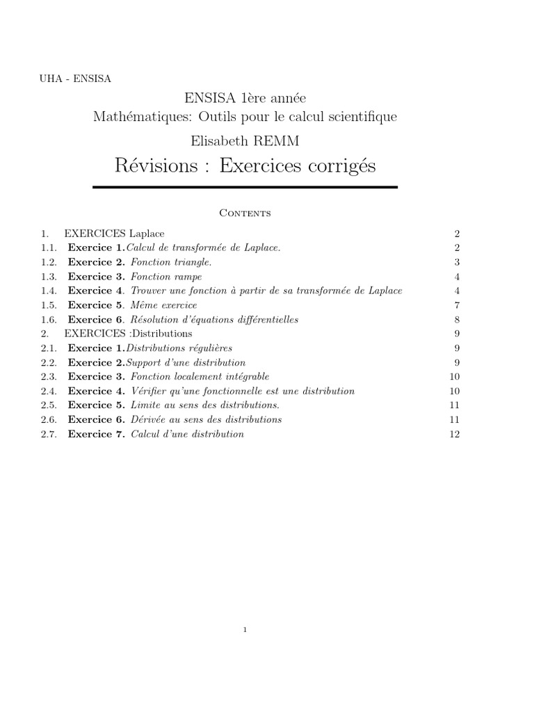 Exercices corrigés de calcul scientifique | PDF | Distribution ...