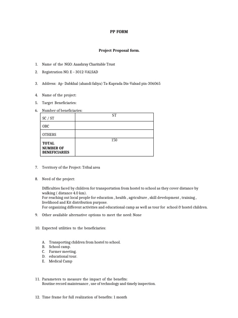 pp_form[1] | PDF | Non Governmental Organization | Economies