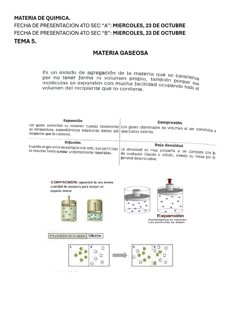 Tema 5. Estado Gaseoso (4to Sec) | PDF | Gases | Gases de efecto ...