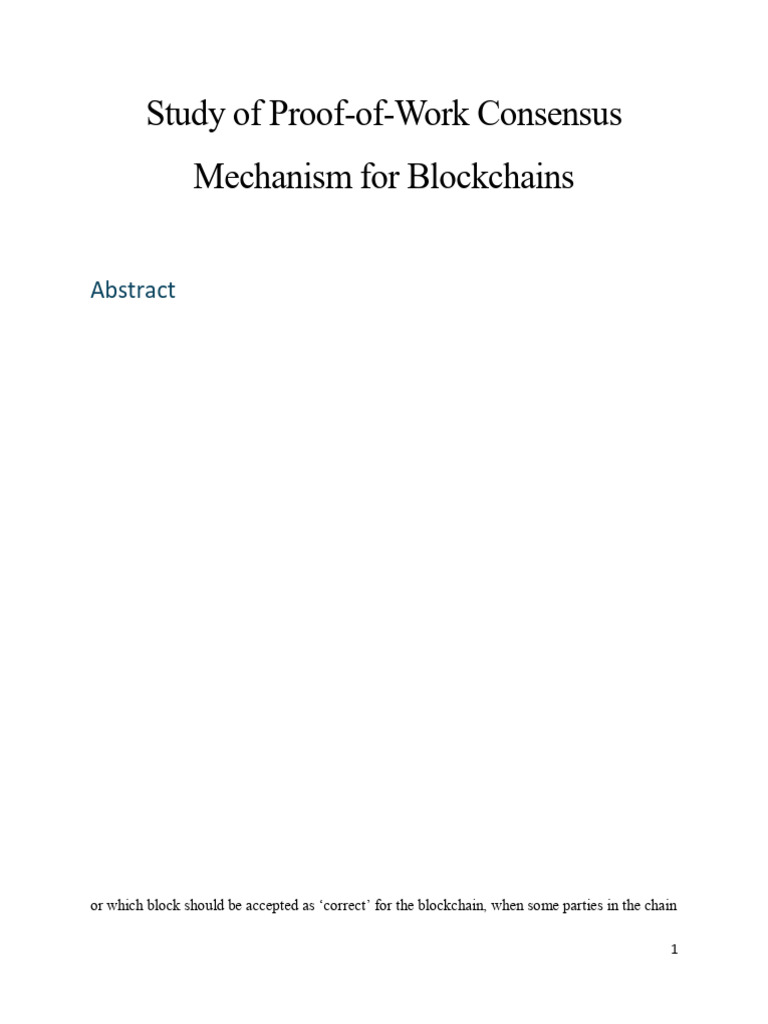 Study of Proof-of-Work Consensus Mechanisms For Blockchains | PDF ...