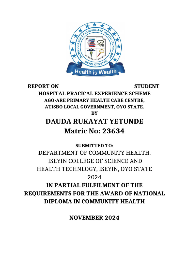 Dauda Rukayat Yetunde Report | PDF | Malaria | Vaccines