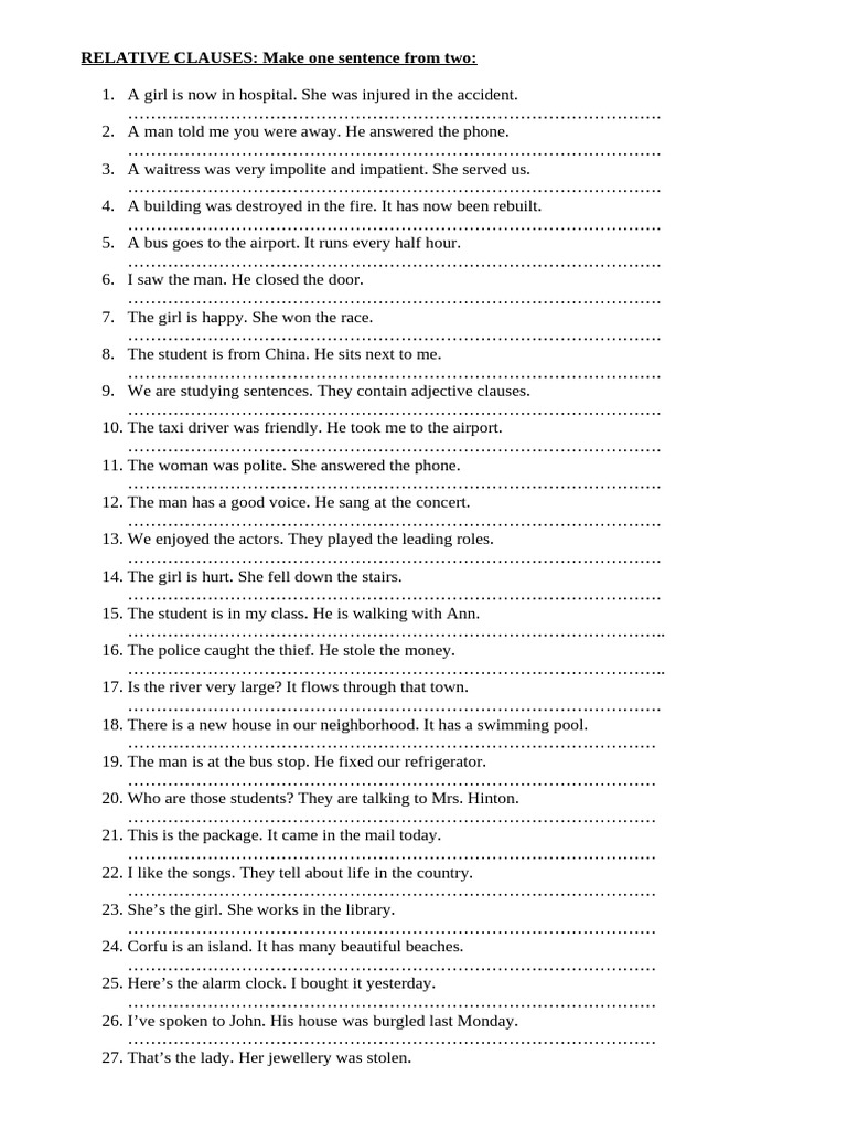 Relative Clauses Practice | PDF