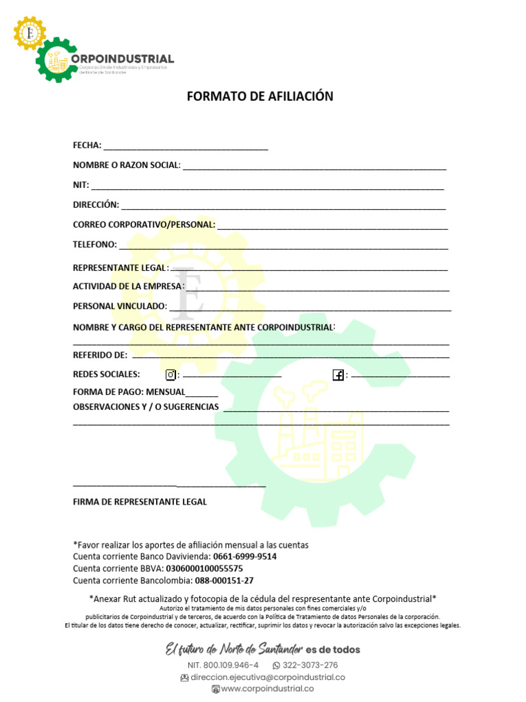 FORMATO DE AFILIACIÓN | PDF