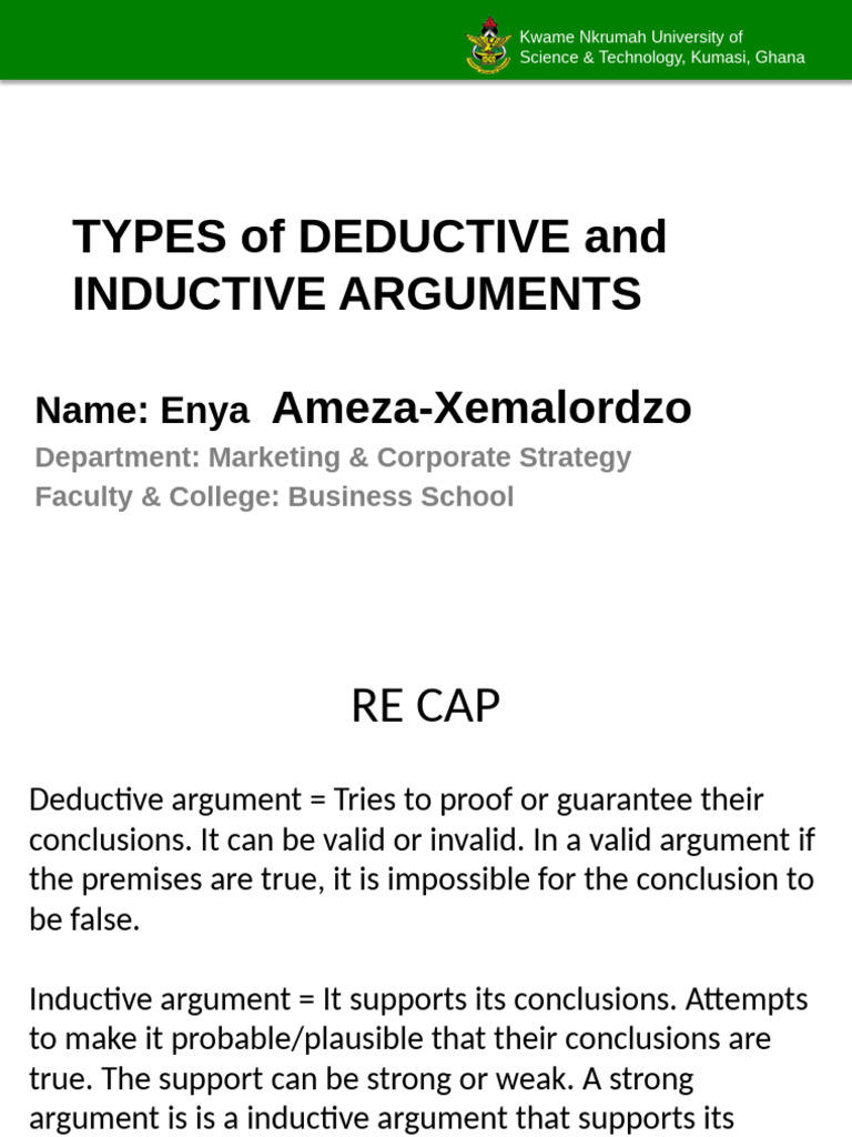AGANA - Types of Arguments Tutorial 4-1 | PDF | Argument | Deductive Reasoning