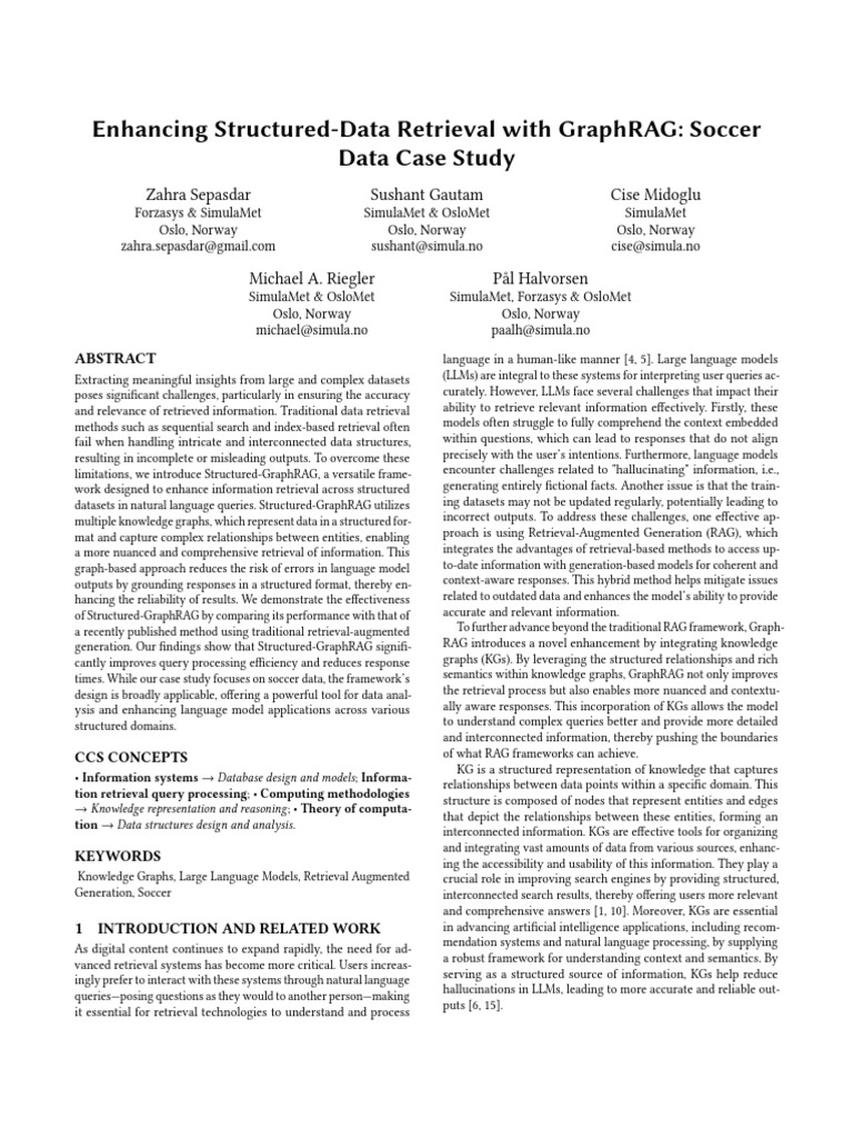 Enhancing Structured-Data Retrieval With GraphRAG - Soccer Data Case Study | PDF | Information ...