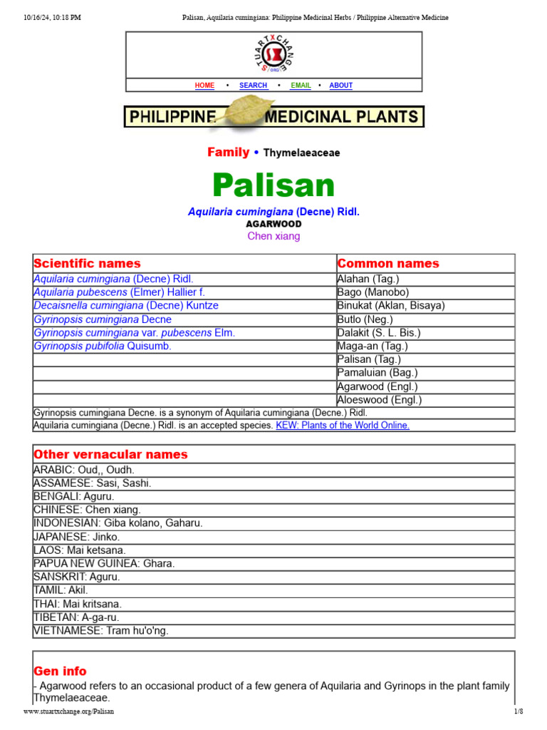 Palisan: Medicinal Uses of Agarwood | PDF