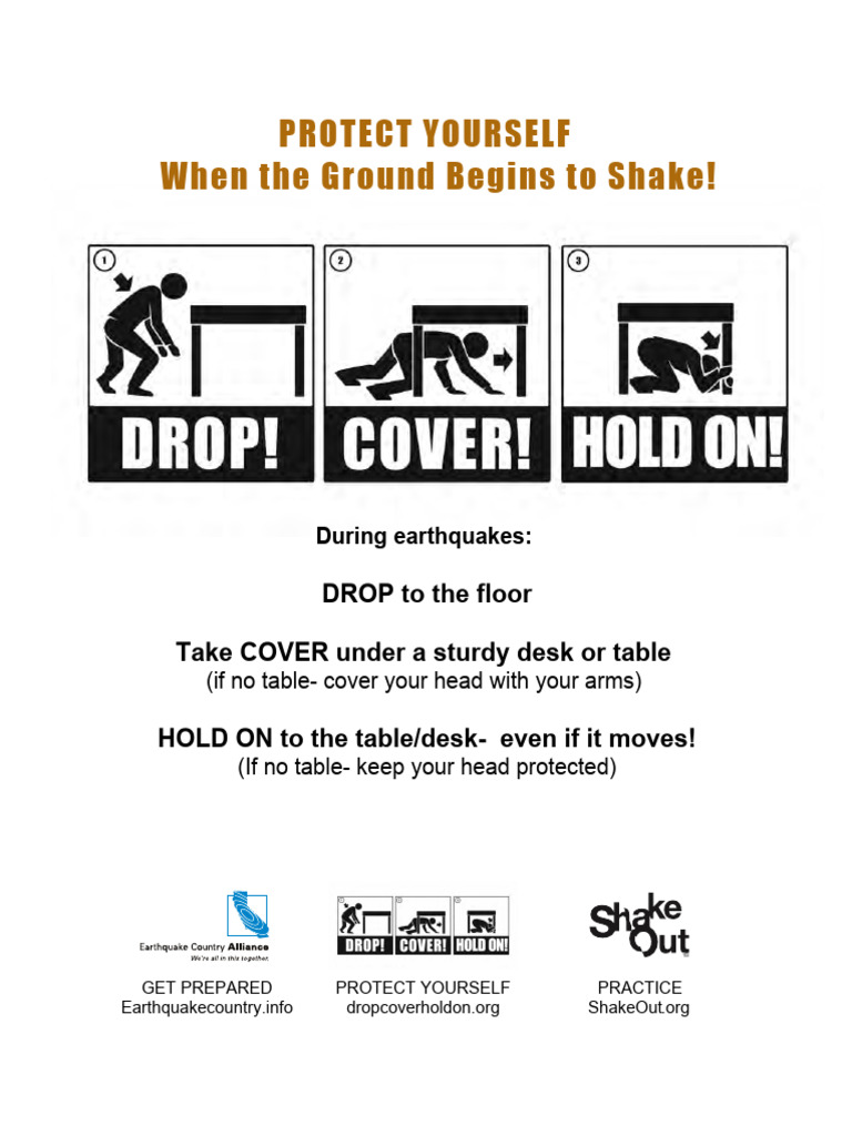 Earthquake Safety Flyer Drop Cover Hold On | PDF