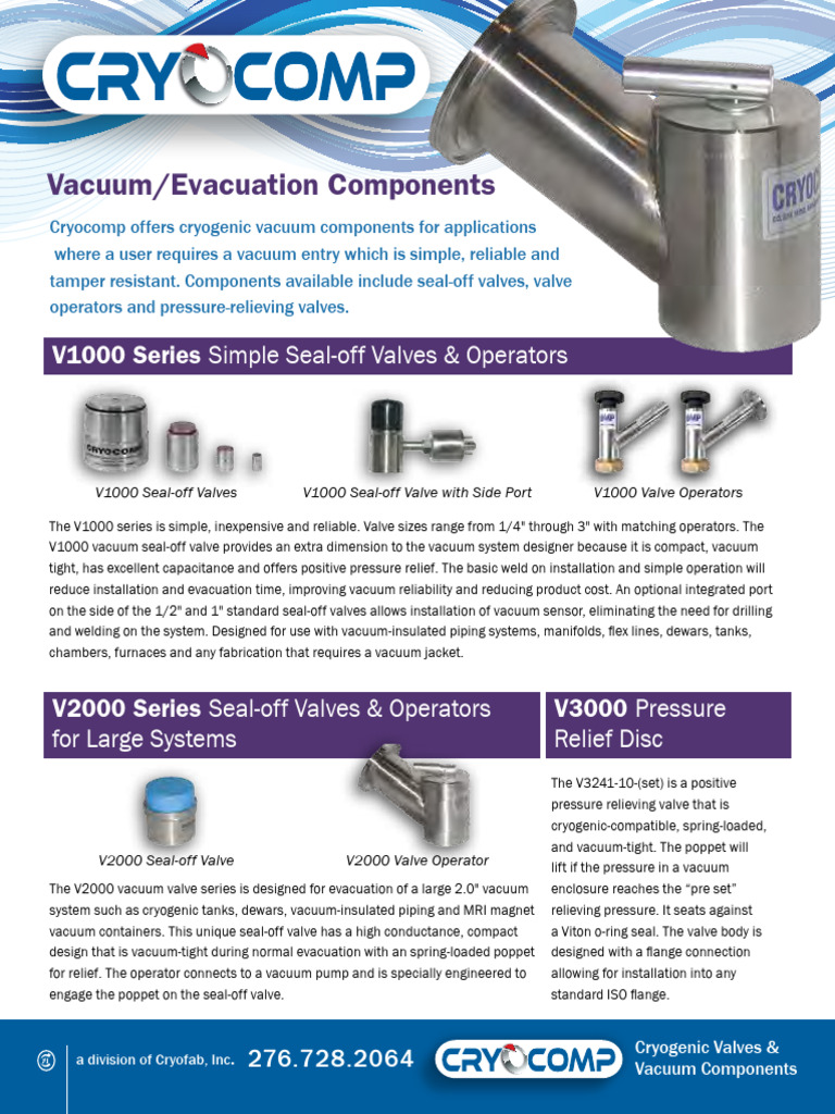 Cryocomp Evacuation Components | PDF | Valve | Vacuum