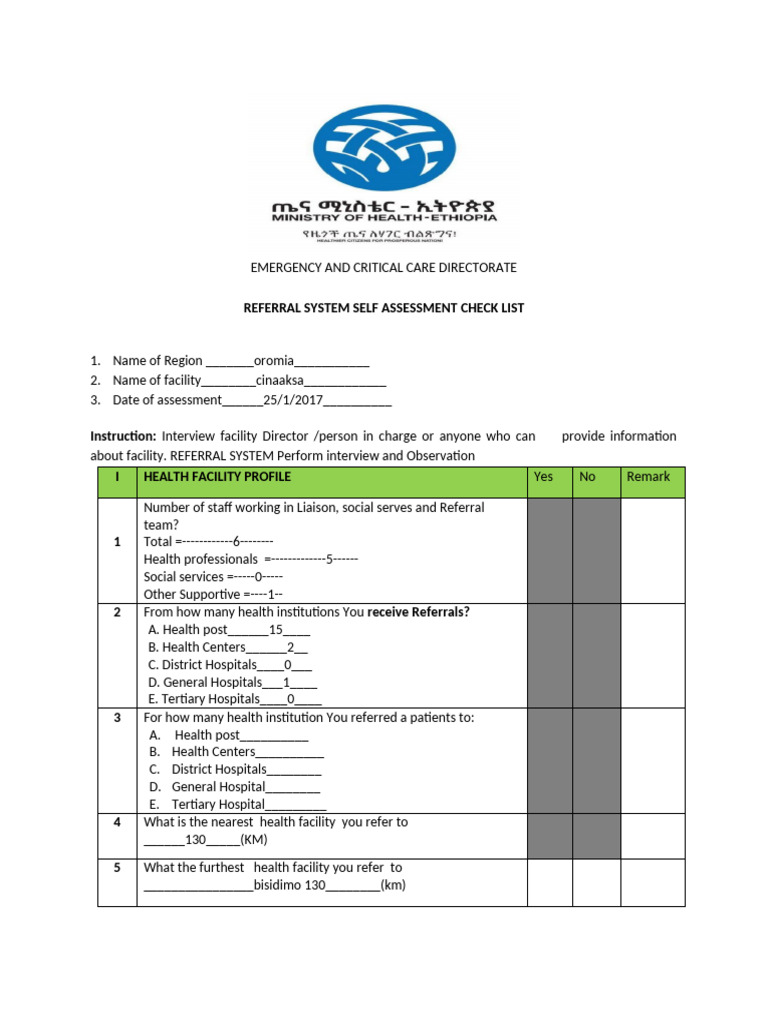 Referral System Self-Assessment Checklist | PDF | Health Care ...