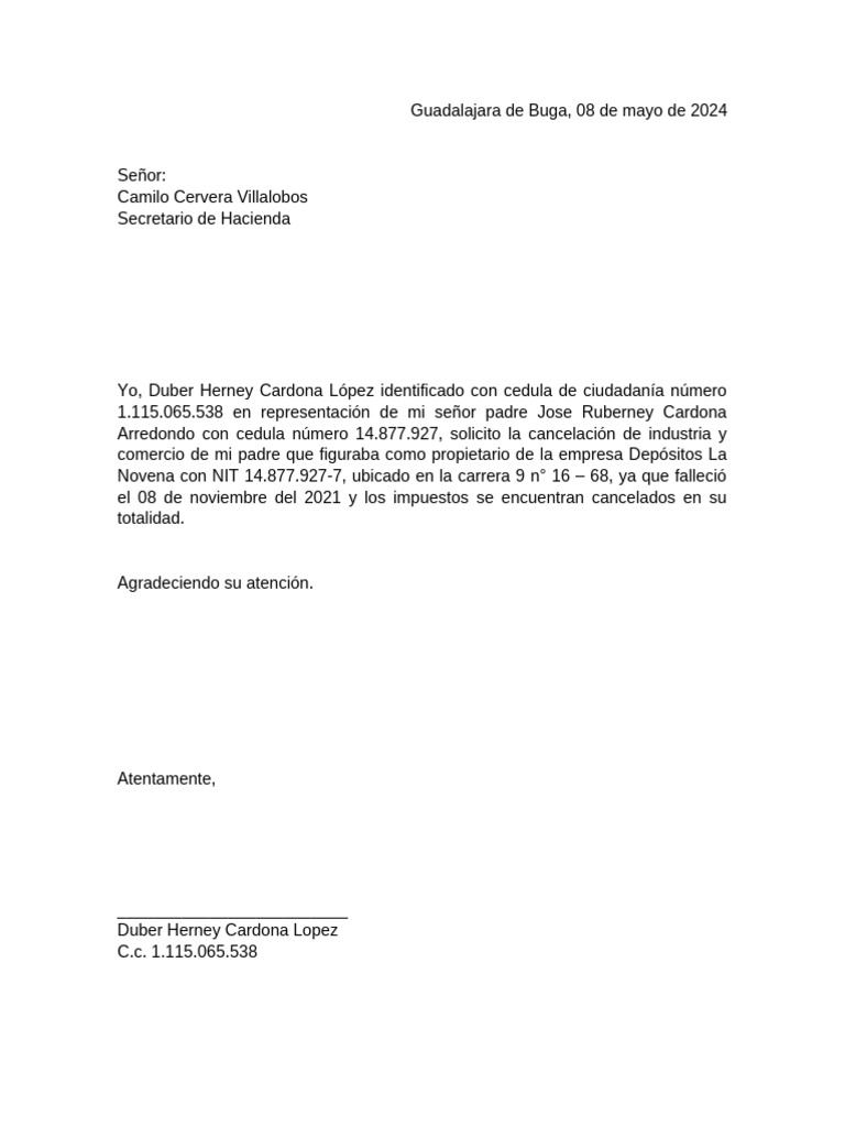 Formato de Carta | PDF