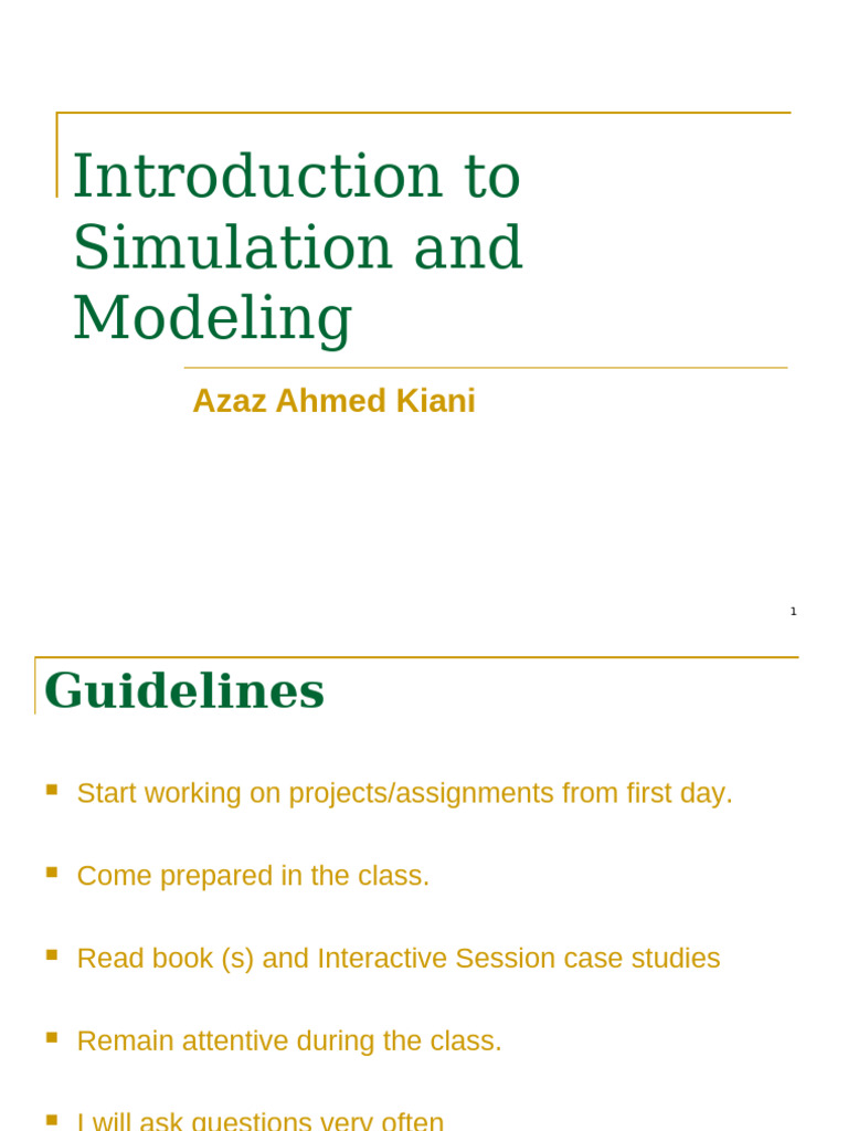 Lecture 1-1 | PDF | Simulation | Equations