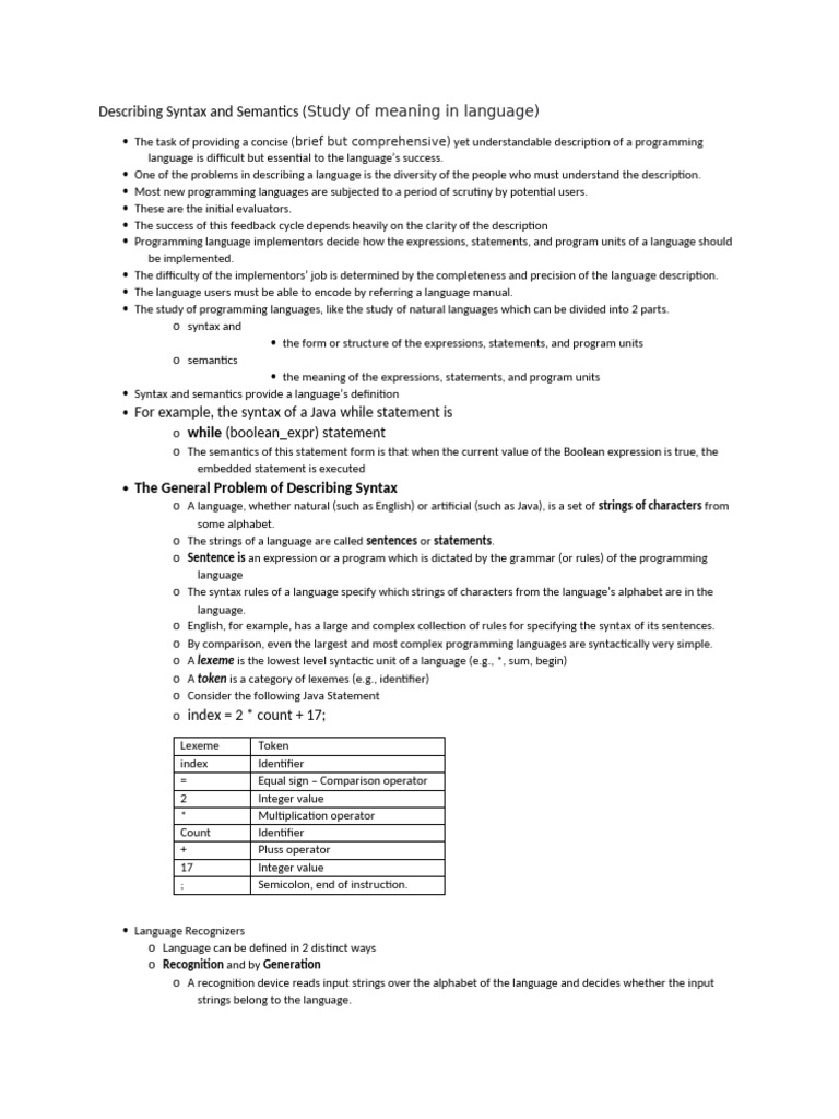 Describing Syntax and Semantics | PDF | Parsing | Syntax