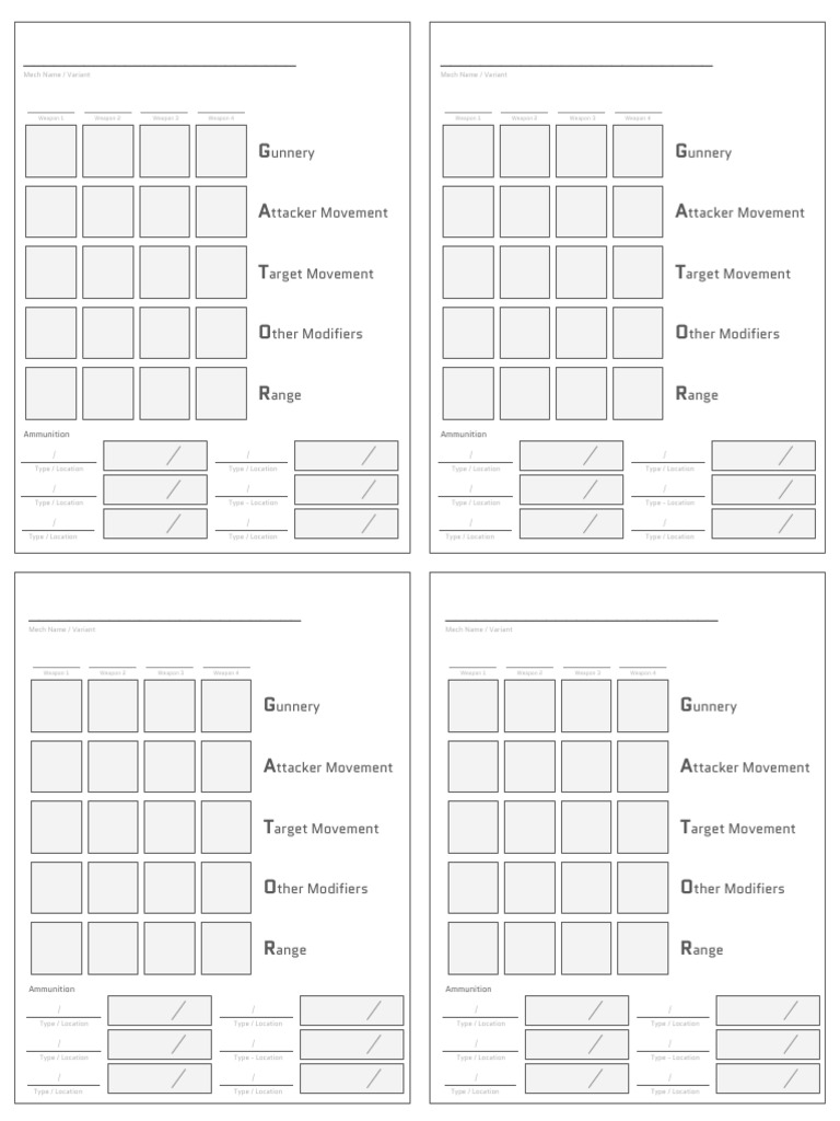 Mech Combat Stats and Weapon Loadouts | PDF | Artillery | Projectiles